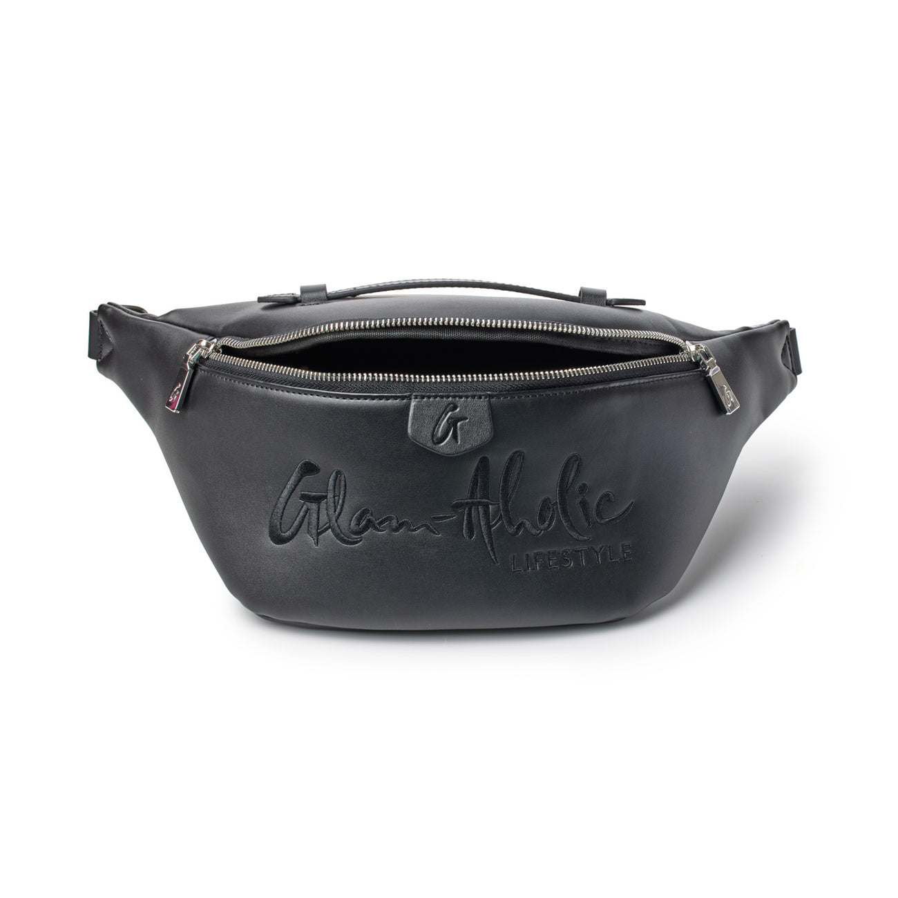 Signature Logo Fanny Pack Black | Vegan Leather Belt Bag | Adjustable Strap