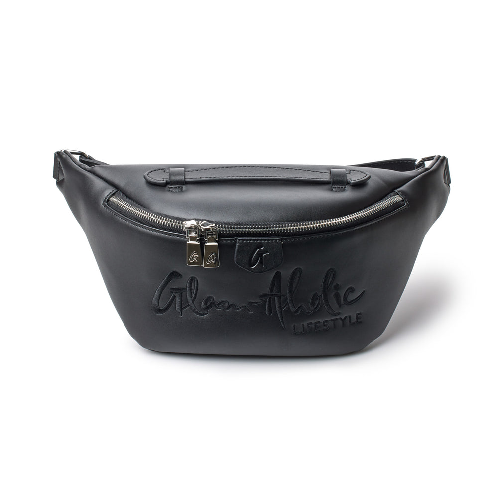 Signature Logo Fanny Pack Black | Vegan Leather Belt Bag | Adjustable Strap