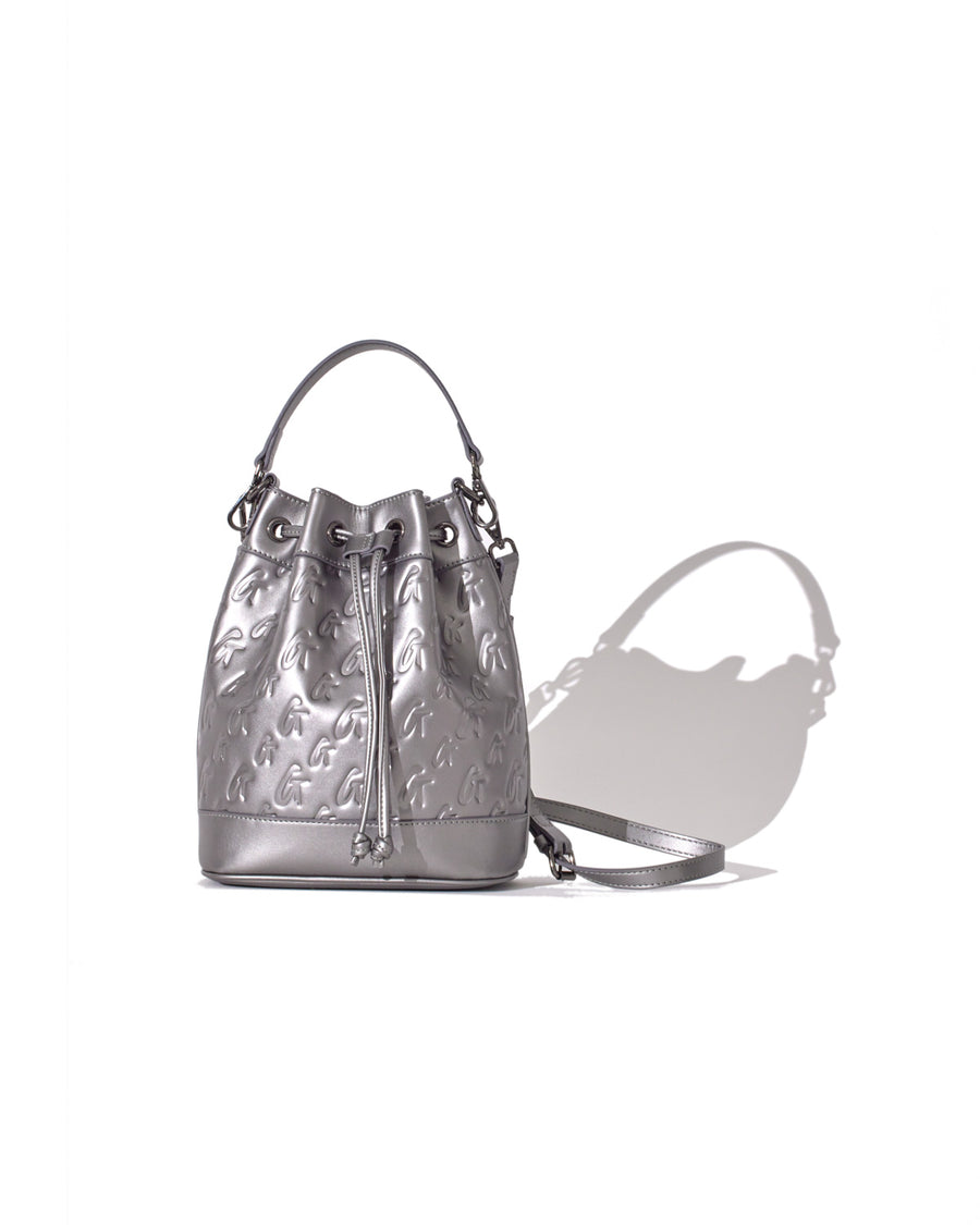 MONOGRAM MEDIUM BUCKET BAG PLATINUM - Vegan Leather Bucket Bag with ...