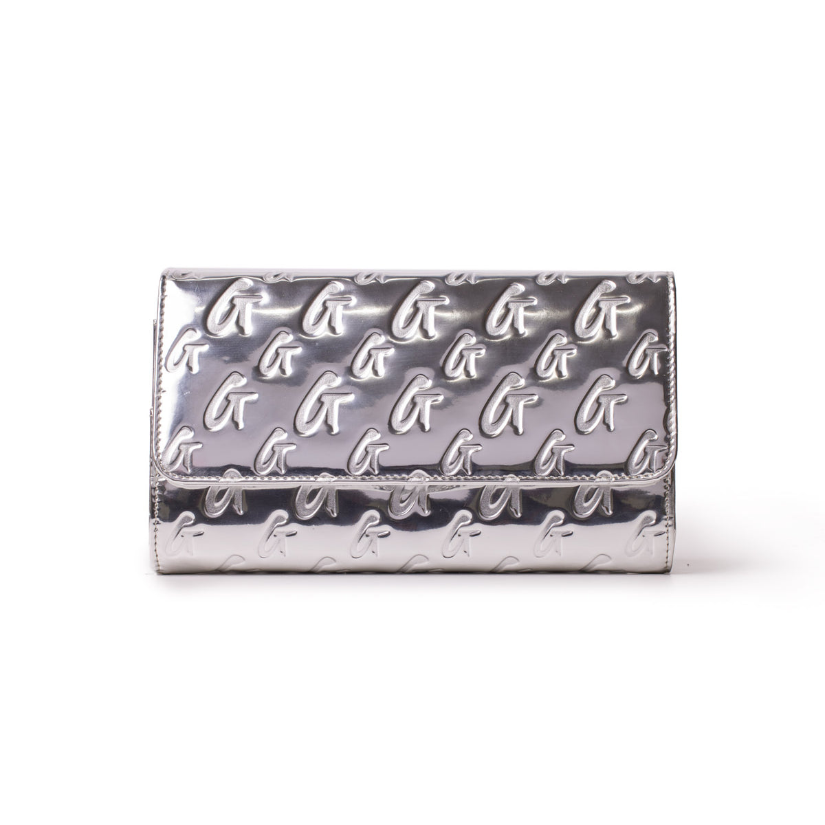 Glam Aholic Metallic Silver Monogram Travel Wallet