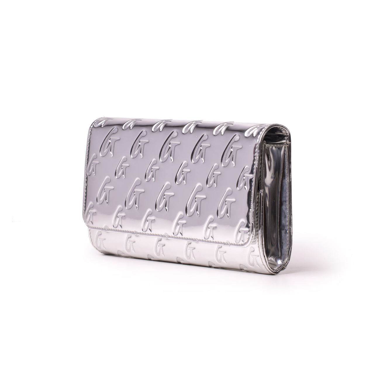 Glam-Aholic Metallic Silver Monogram Travel Wallet