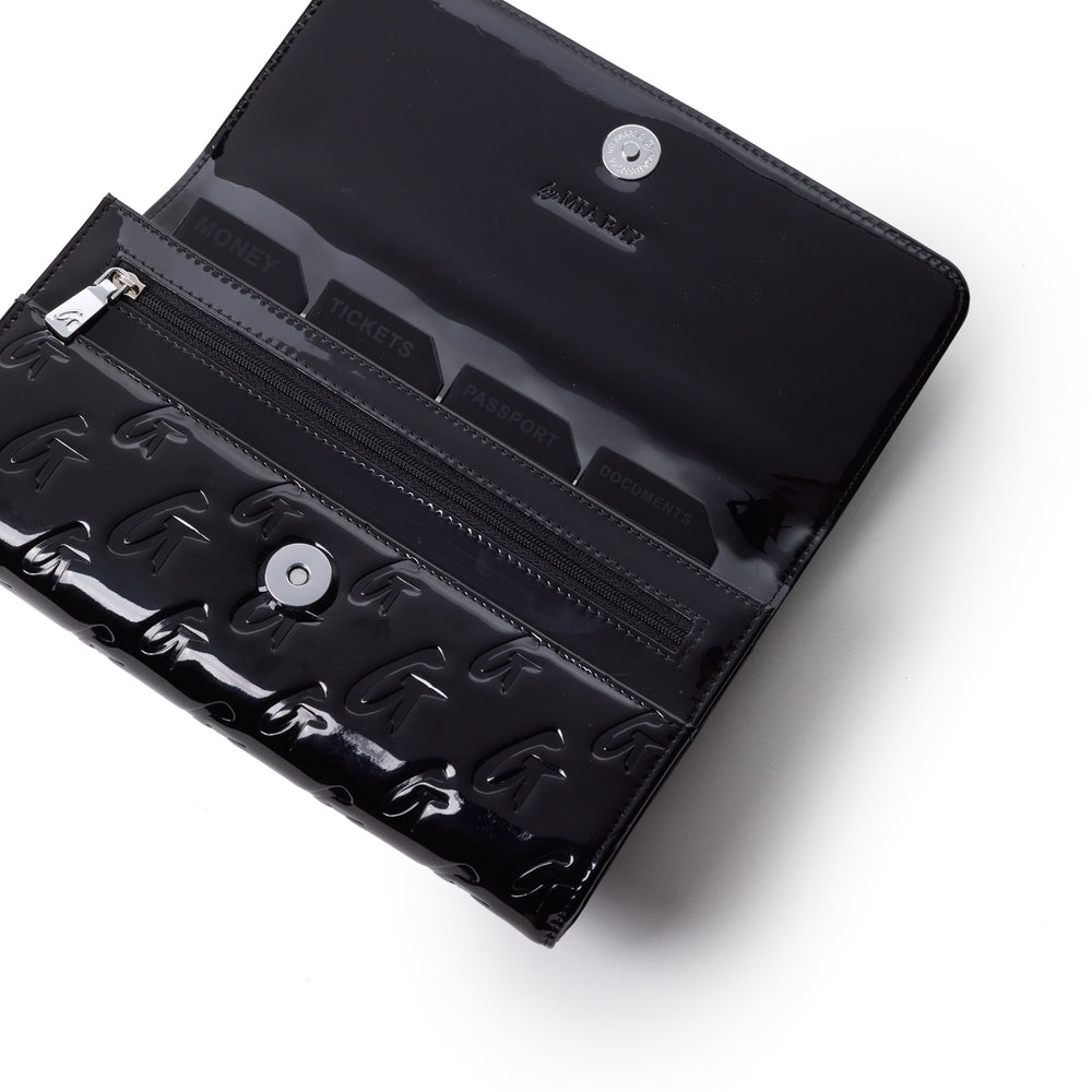 Glam-Aholic Monogram Travel Wallet Mirror Black - Vegan Leather Luxury ...