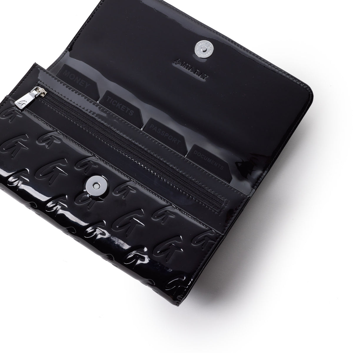 GLAM-AHOLIC MONOGRAM TRAVEL WALLET MIRROR BLACK