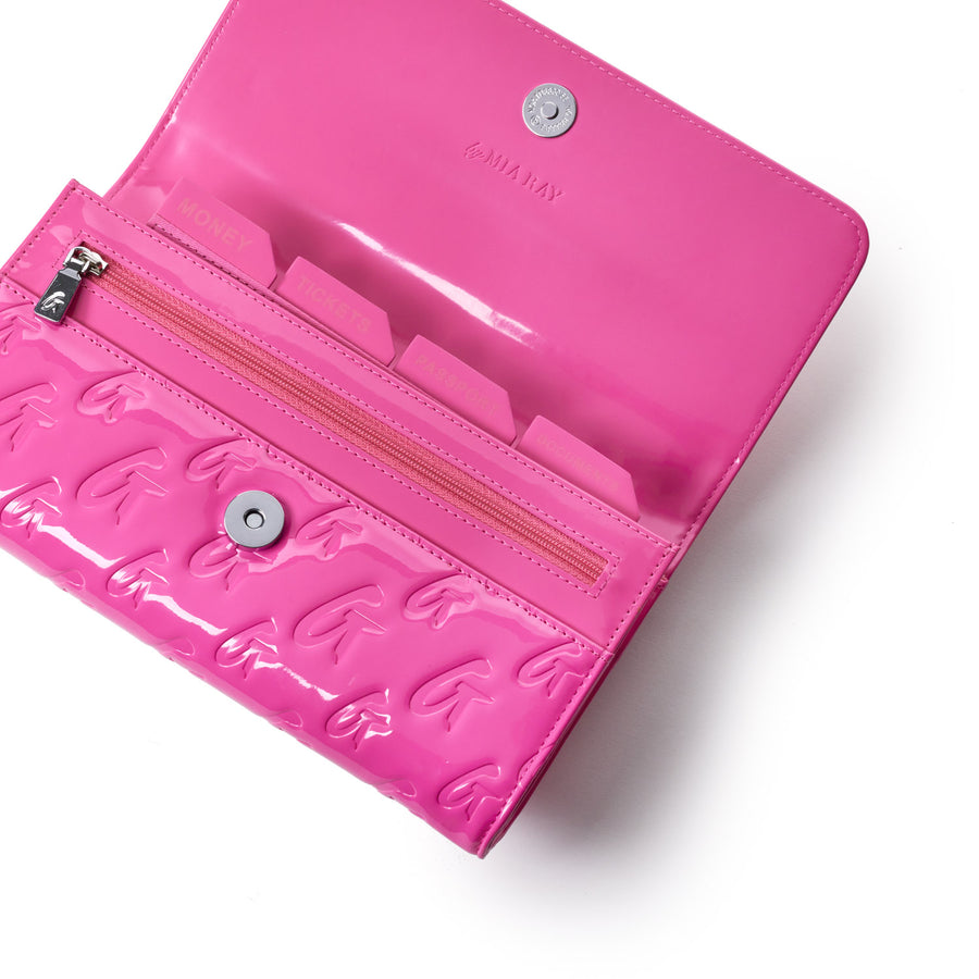 Glam-Aholic Monogram Travel Wallet Mirror Hot Pink - Vegan Leather ...
