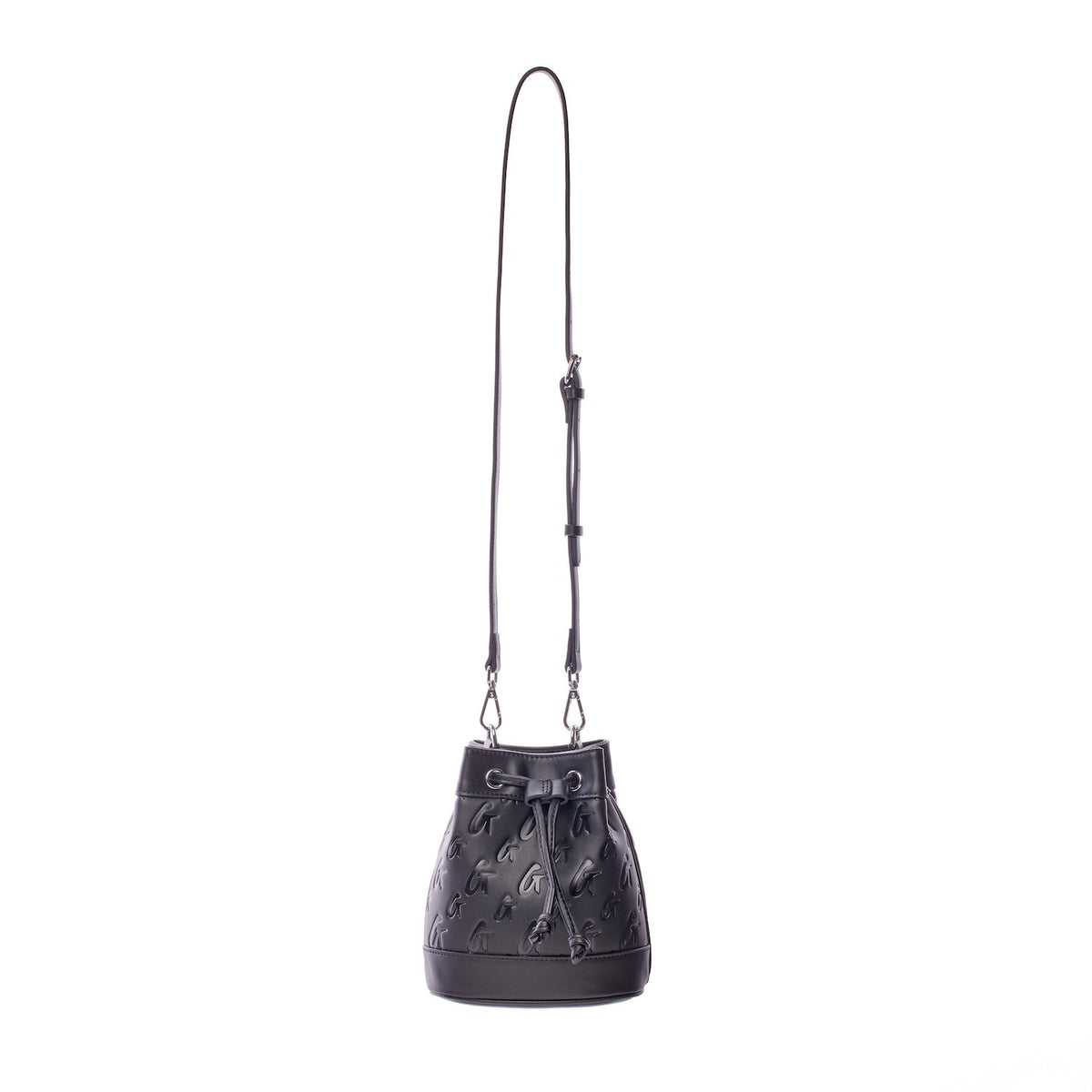Monogram Mini Bucket Bag Matte Black | Vegan Leather Crossbody Bag
