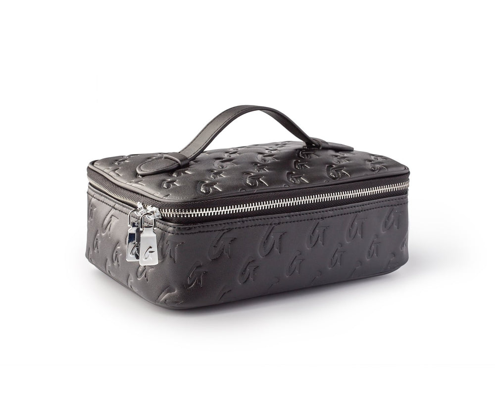 MONOGRAM MEDIUM COSMETIC TOILETRY BAG: Matte Black x Pink