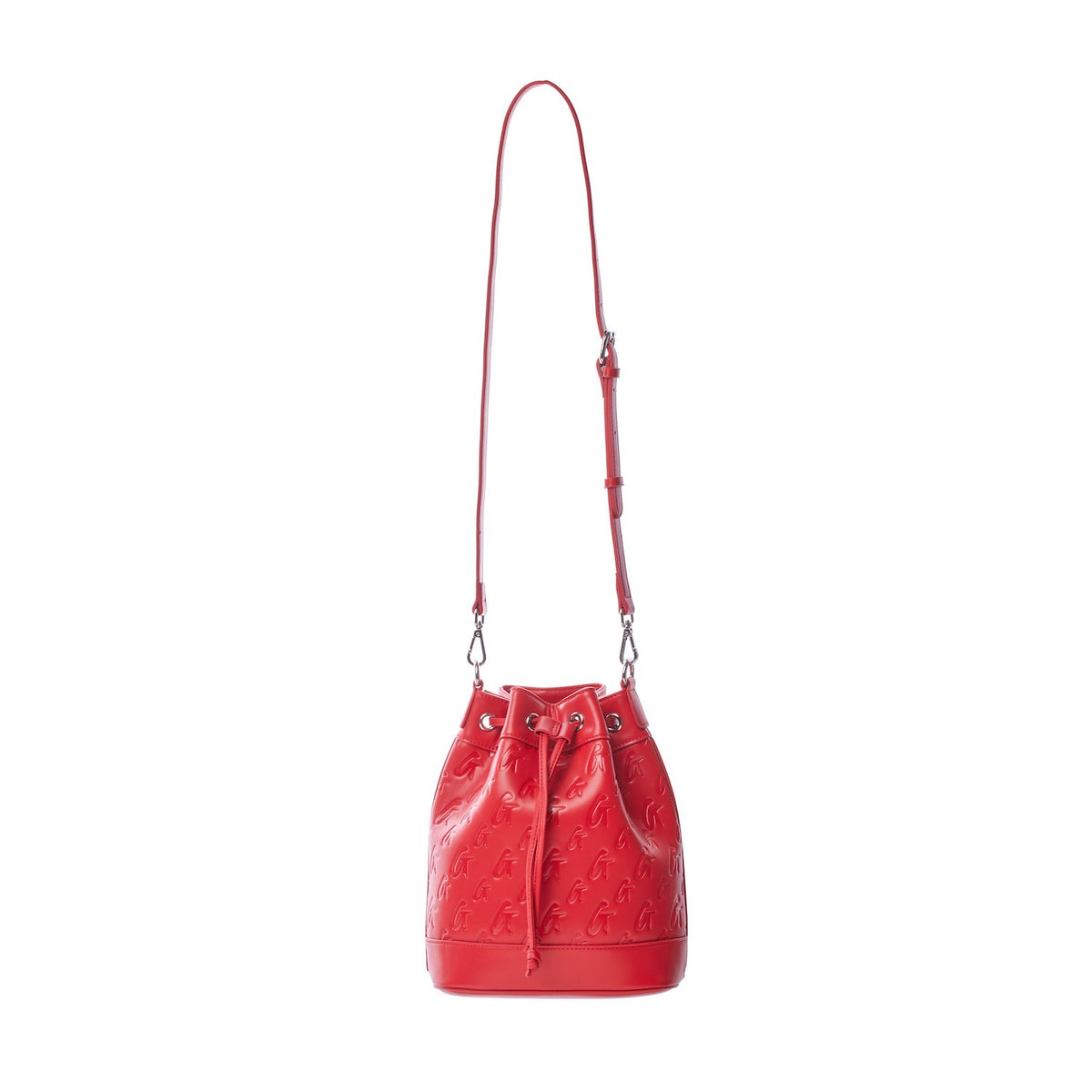 Monogram Medium Bucket Bag Matte Red - Vegan Leather Bucket Bag with ...