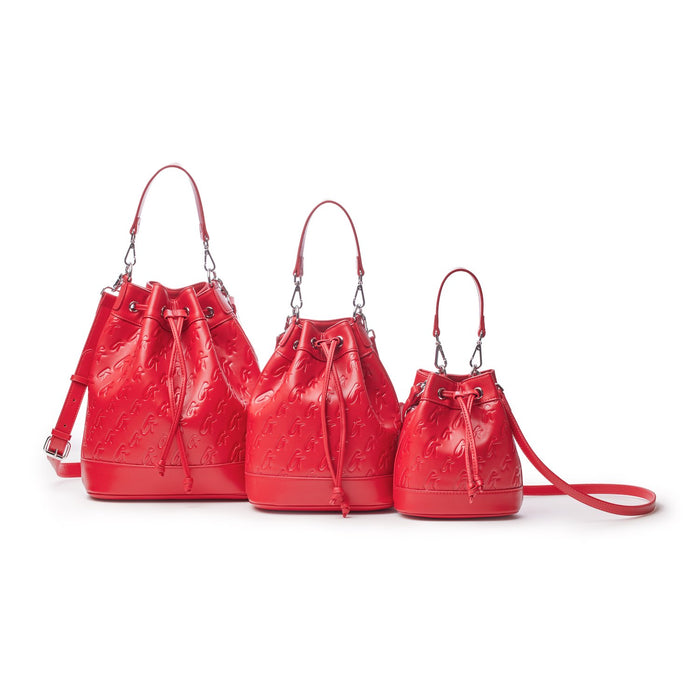 MONOGRAM MINI BUCKET BAG MATTE RED